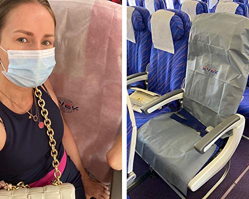 1pcs Protective Airplane Seat Covers for Travel Automotive Seat Cover Plane Protector Cars Taxi Train Public Transit Bus Disposable/Reusable Hygienic (White, 1-Pack)