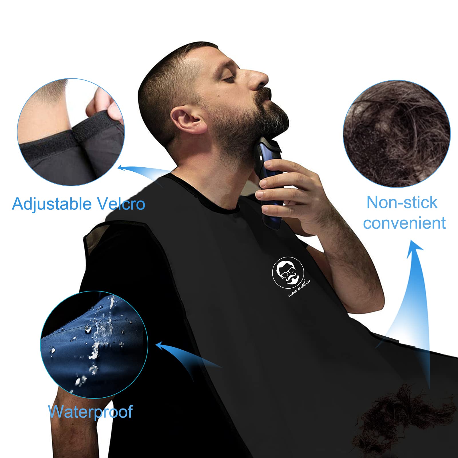 dadop Beard Bib Trimmer Catcher for Shaving, Beard Hair Catcher, Beard Trimming Apron, Christmas Gifts for Him Husband Men