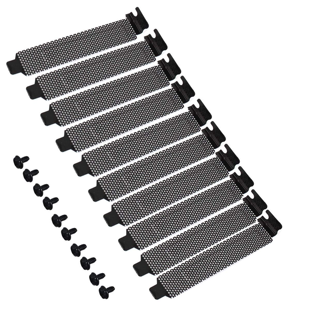 Aiyide 10PCS PCI Slot Cover Dust Filter Black Hard Steel Bracket Expansion Blanking Plate Ventilation Deflector with Screws,80mm