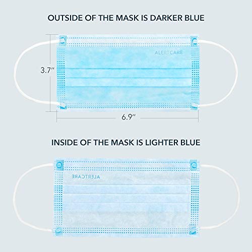 ALERTCARE 50 Pack Disposable Face Masks with Elastic Earloops, Breathable 3 Layer Protective Face Covering, Comfortable Face Mask for Adults Indoor or Outdoor