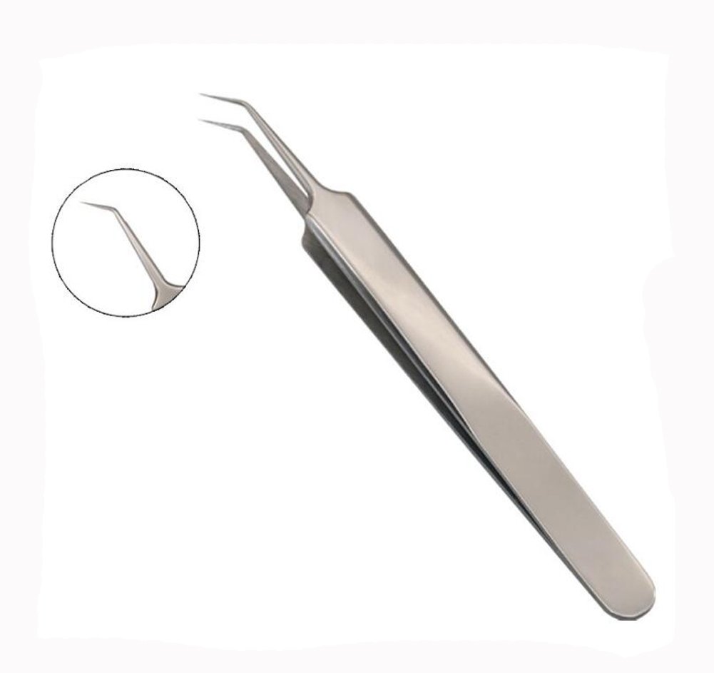1Set(3PCS) Silver Professional Remove Blackheads Tweezers Set - Stainless Steel Straight/Slanted & Pointed Splinter/Bend Curved Blemish Extractor Tool for Acne Zit Cystic Blemish Whitehead Popping