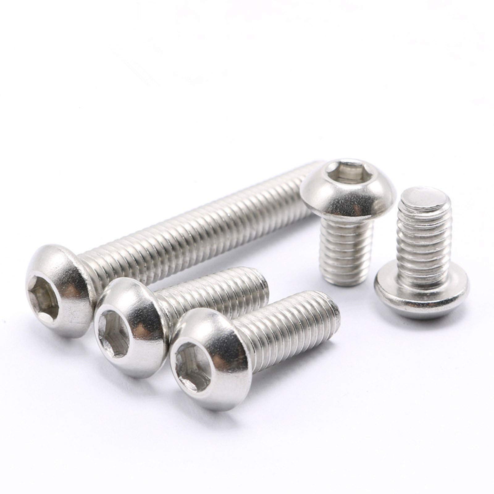 50 Pcs M3-0.5x10mm Button Head Socket Cap Screws, Stainless Steel 18-8 (304), Bright Finish, Fully Threaded, Allen Hex Button Head Screws (50 Pcs M3-0.5x10mm)