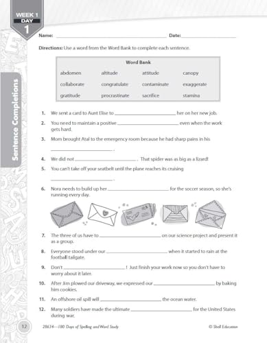 180 Days™: Reading, Vocabulary/Language for 6th Grade Practice Workbook for Classroom and Home, Cool and Fun Practice Created by Teachers (180 Days of Practice)