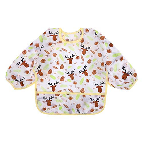 Accmor 3 Pack Long Sleeve Baby Bibs, Waterproof Sleeved Bib, Toddler Soft Bib for 6-24 Months