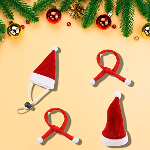 GABraden 2 Pack Christmas Chicken hat and Christmas Chicken Scarf,Adjustable Christmas Chicken Hat,Christmas Clothes for Chicks and hens (2-Red, Christmas)