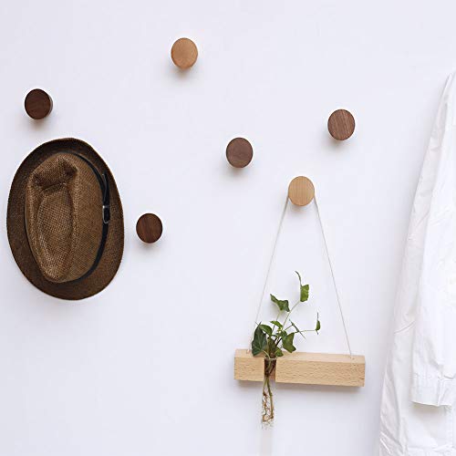 3 Piece Natural 3 PCS, Natural Wooden Coat Hooks, Wall Mount Single Hat Bag Hooks, Decorative Cone Hooks (Black walunt)