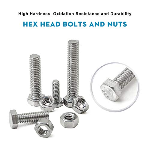 150PCS M5 Hex Head Cap Screws Bolts and Nuts Assortment Set,304 Stainless Steel Fasteners Bolts Kit with Combination Box,10/16/20/25/30mm Length