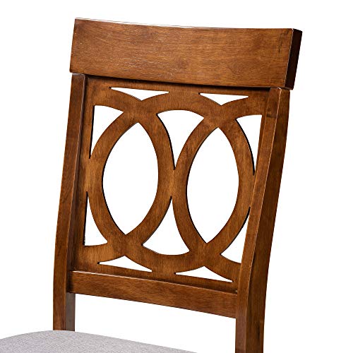 Baxton Studio Lucie Dining Chair and Dining Chair Grey Fabric Upholstered and Walnut Brown Finished Wood 2-Piece Dining Chair Set