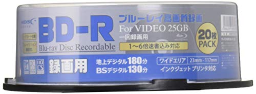 20 Hi-Disc Bluray 25GB BD-R Single Layer 6x Speed No Logo Fully Printable Factory Sealed in Spindle