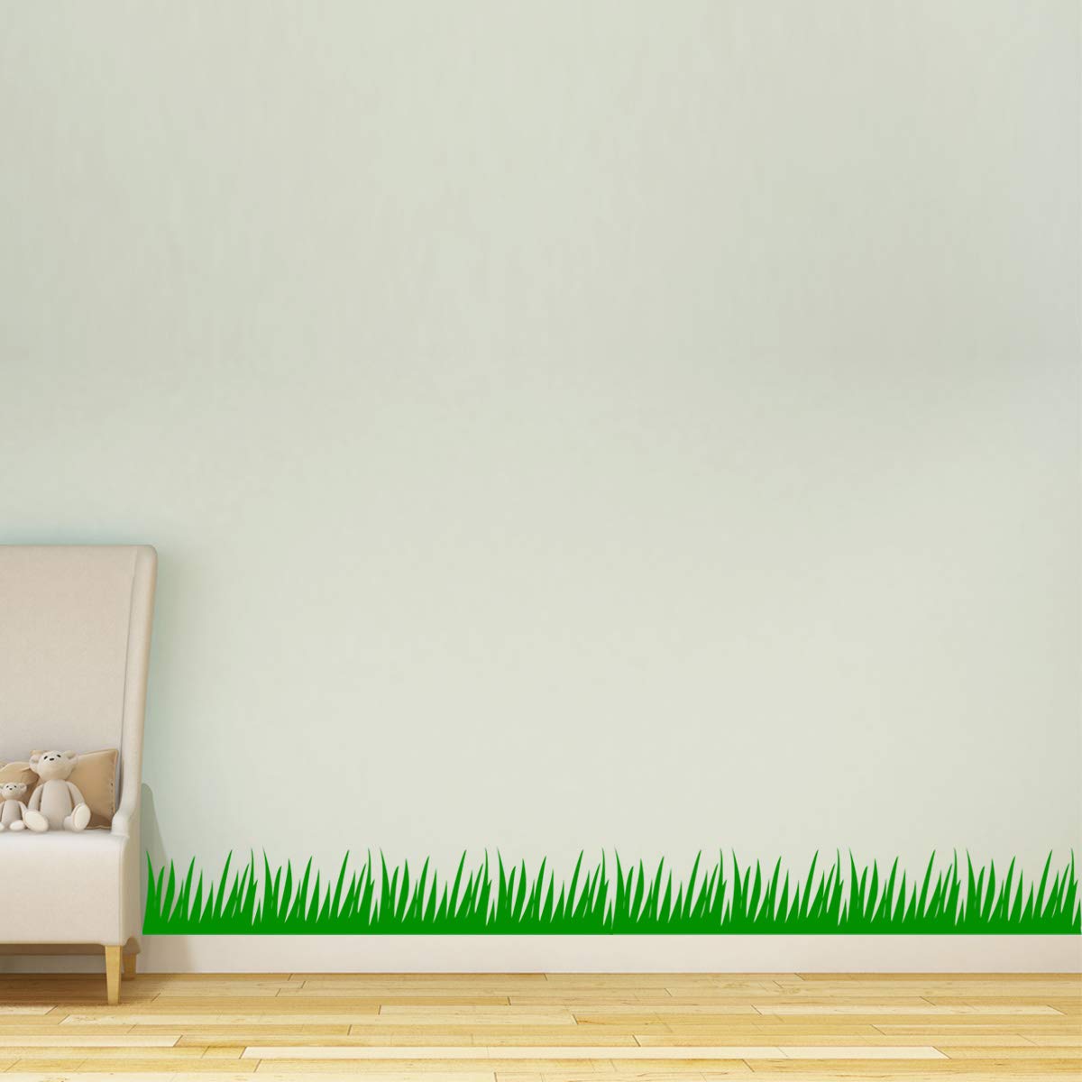 VWAQ Grass Border Wall Decal - Kids Room Nursery Decor Vinyl Stickers - GBWD (6" H X 68" W, Green)