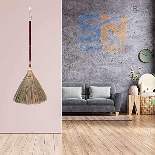1 Unit of 31 inch Tall of Asian Flower Broom, Thai Natural Bamboo Broom, Handmade Broom, Witch Broom, Bamboo Stick Handle, for RV's Tent Camping