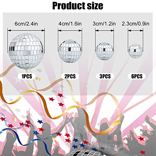 12pcs Disco Ball Cake Toppers, 4 sizes disco ball cake topper sliver Disco Theme Accessories for Birthday Cake Party 70s Theme Party Favor Cake Disco Ball Party Decorations