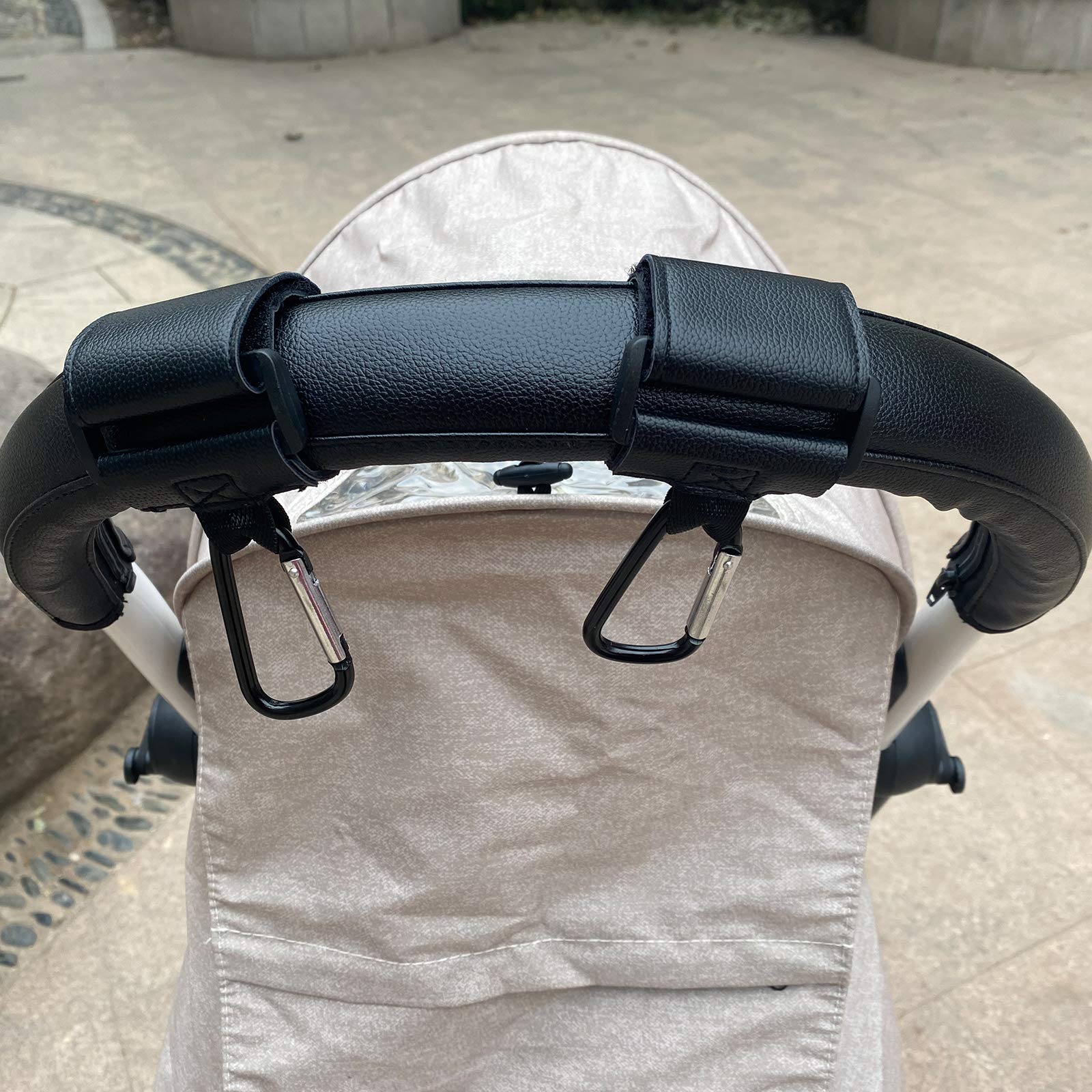 2pcs Baby Stroller Hook for Mommy,Hooks for Shopping Bags & Diaper Bags & Hanging Purses,Velcro Hook Clip Stable,Shopping Bag Holder,Up to 4kgs (Black)