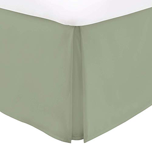 Ls Line Crib Bed Skirt Pleated, 800 Thread Count 100% Egyptian Cotton, Nursery Crib Toddler (28" X 52" X 14") Bedding Skirts For Baby Boys Or Girls, 14" Drop, Sage Solid