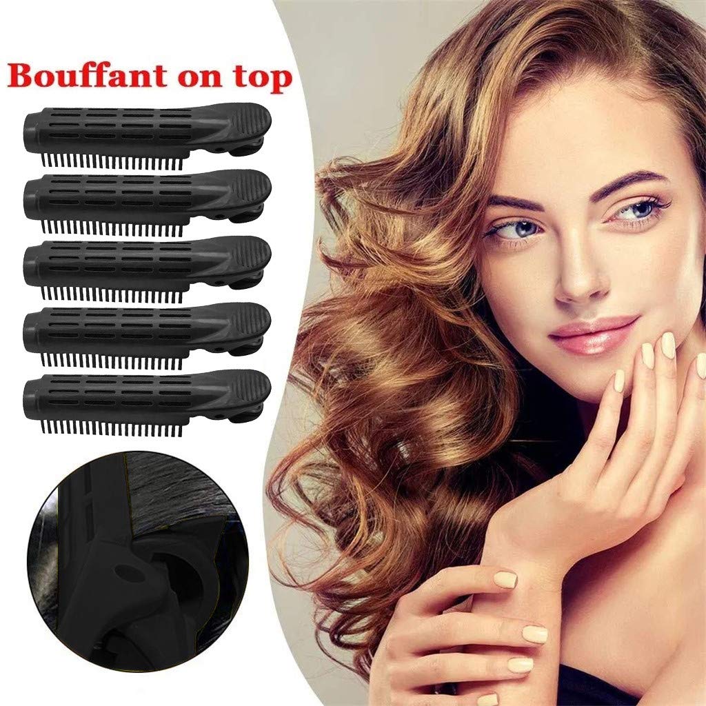 5pcs Volumizing Hair Root Clip - Natural Fluffy Hair Root Clip,Self Grip Root Volume Hair Curler Clip Naturally Diy Curler Fluffy Clamps Rollers Hair Styling Tool (5pc, Pink)