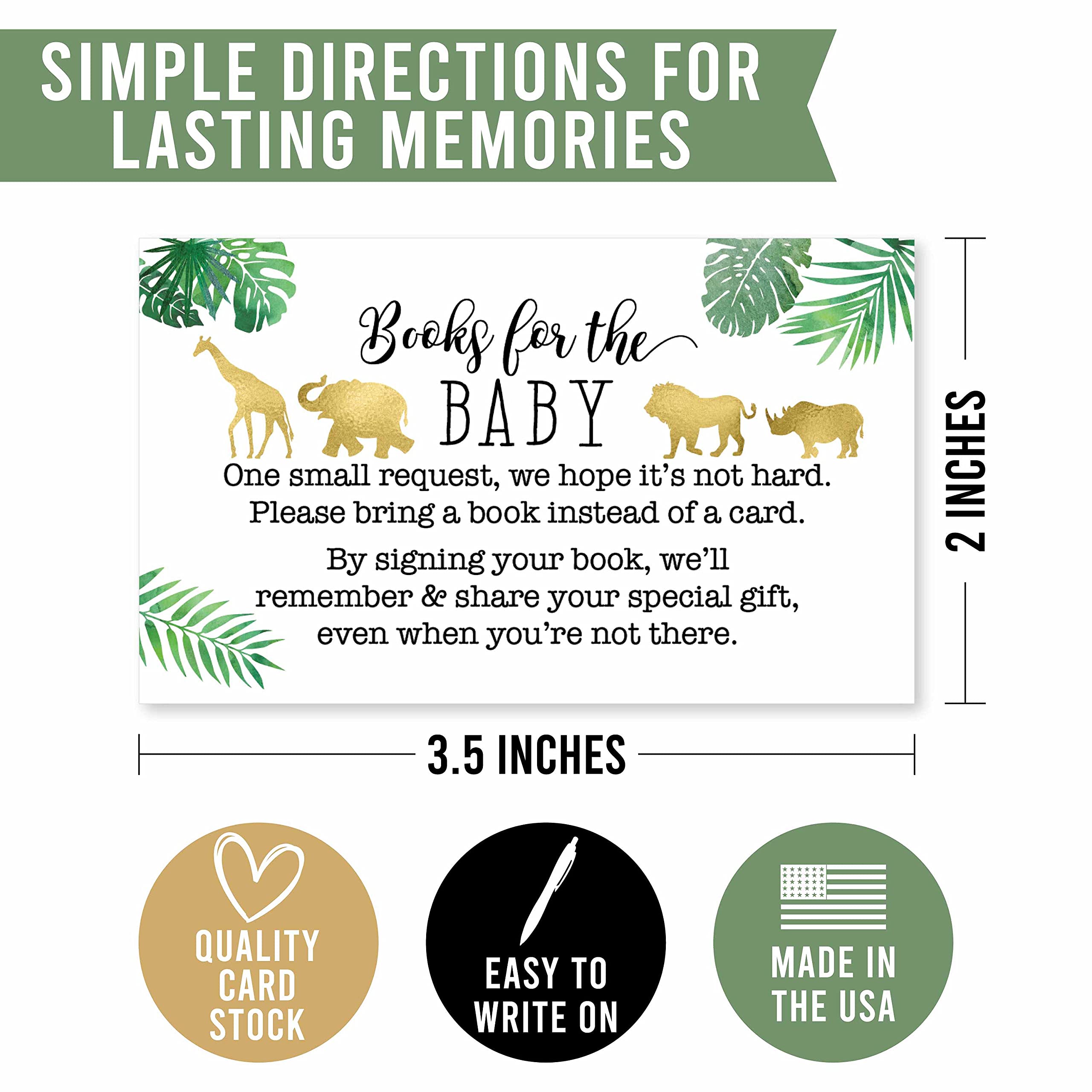 25 Book Request Baby Shower Guest Book Alternative - Safari Baby Shower Invitation Inserts, Books For Baby Shower Request Cards, Bring A Book Instead Of A Card, Baby Shower Book Request