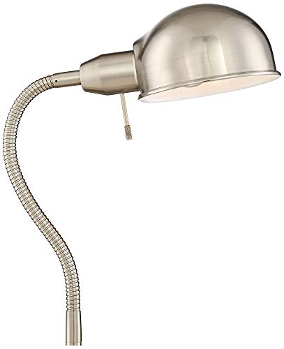 360 Lighting Ridley Modern Standing Task Floor Lamp 61" Tall Satin Nickel Silver Adjustable Gooseneck Arm Bright Lighting for Living Room Reading House Decor Bedroom Home