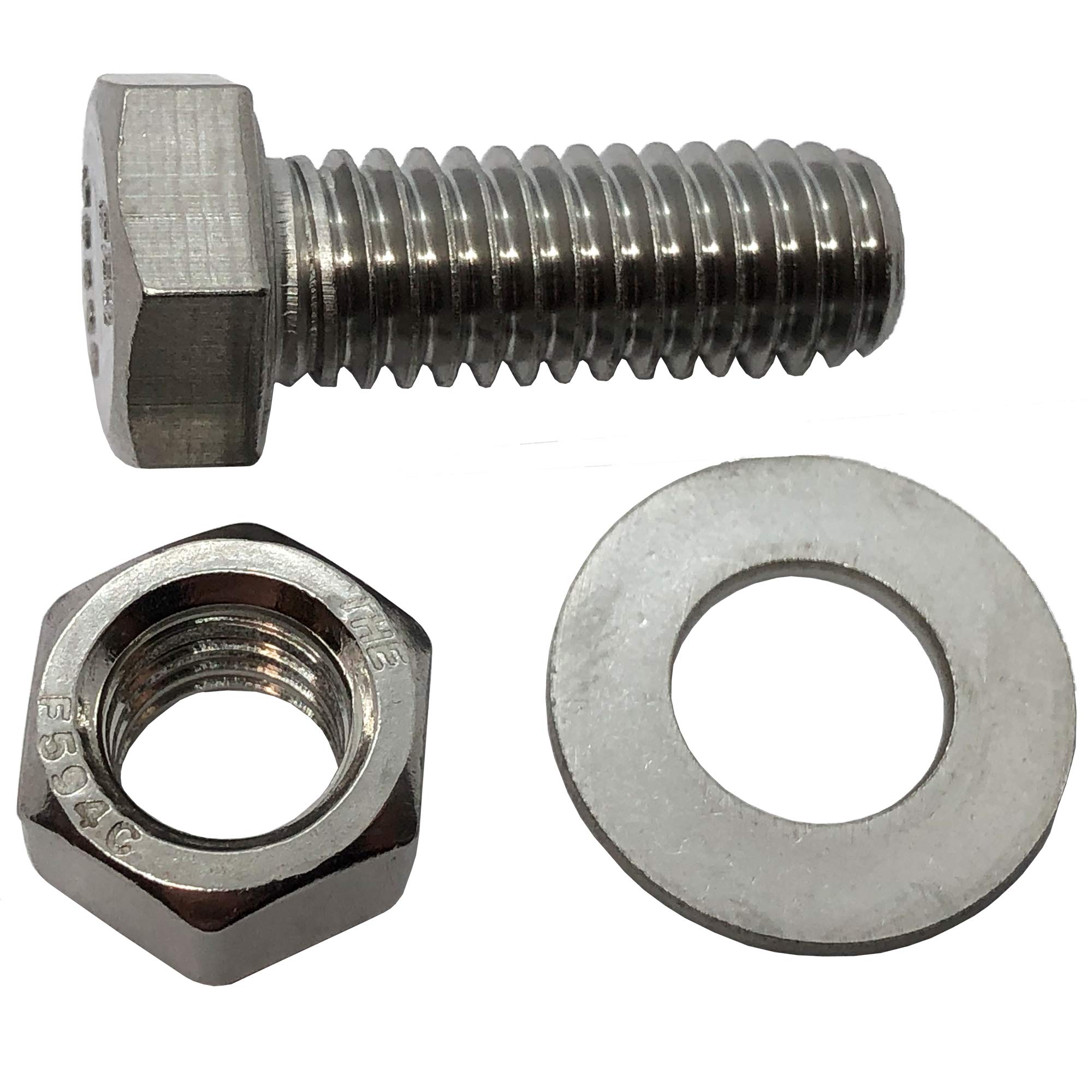 3/8" -16 x 4-304-STAINLESS Steel Bolts, Nuts & WASHERS - 18-8 HEX Head Bolt - 304 Grade. General Purpose (10) Bolts + (10) Nuts + (10) Washers