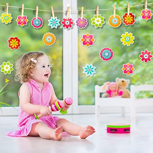 45 Pieces Spring Flower Cutouts Mini Retro Flower Cutouts Springtime Cut-Outs for Bulletin Board Classroom School Party Decoration