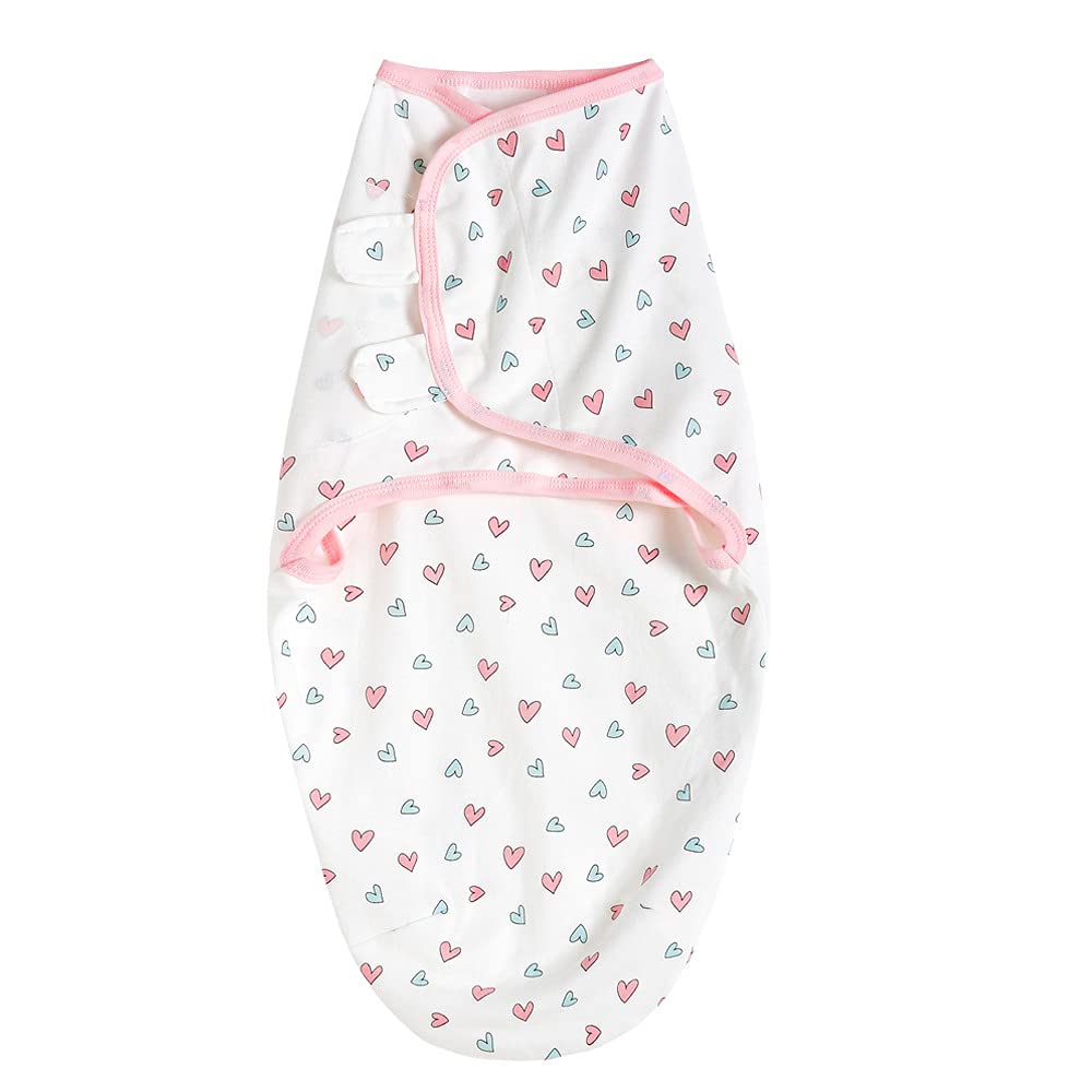 Generic 3 Packs Baby Swaddle Blanket Wrap Set Smiley Love Heart Flamingo Newborn 3-6 Months Infant Breathable Cotton Sleep Sack with Adjustable Wings Swaddle Blanket,Pink,Large