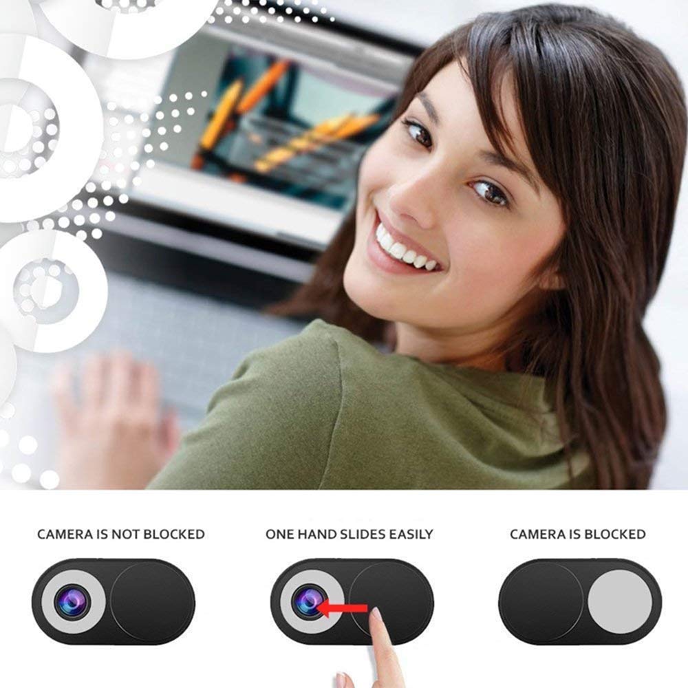 NMEGOU Metal Webcam Cover Slide, Shutter Magnet Slider Camera Cover for Web Cam iPhone PC Laptops Tablet Phone Lens Protect Privacy Sticker (Black-3pcs)