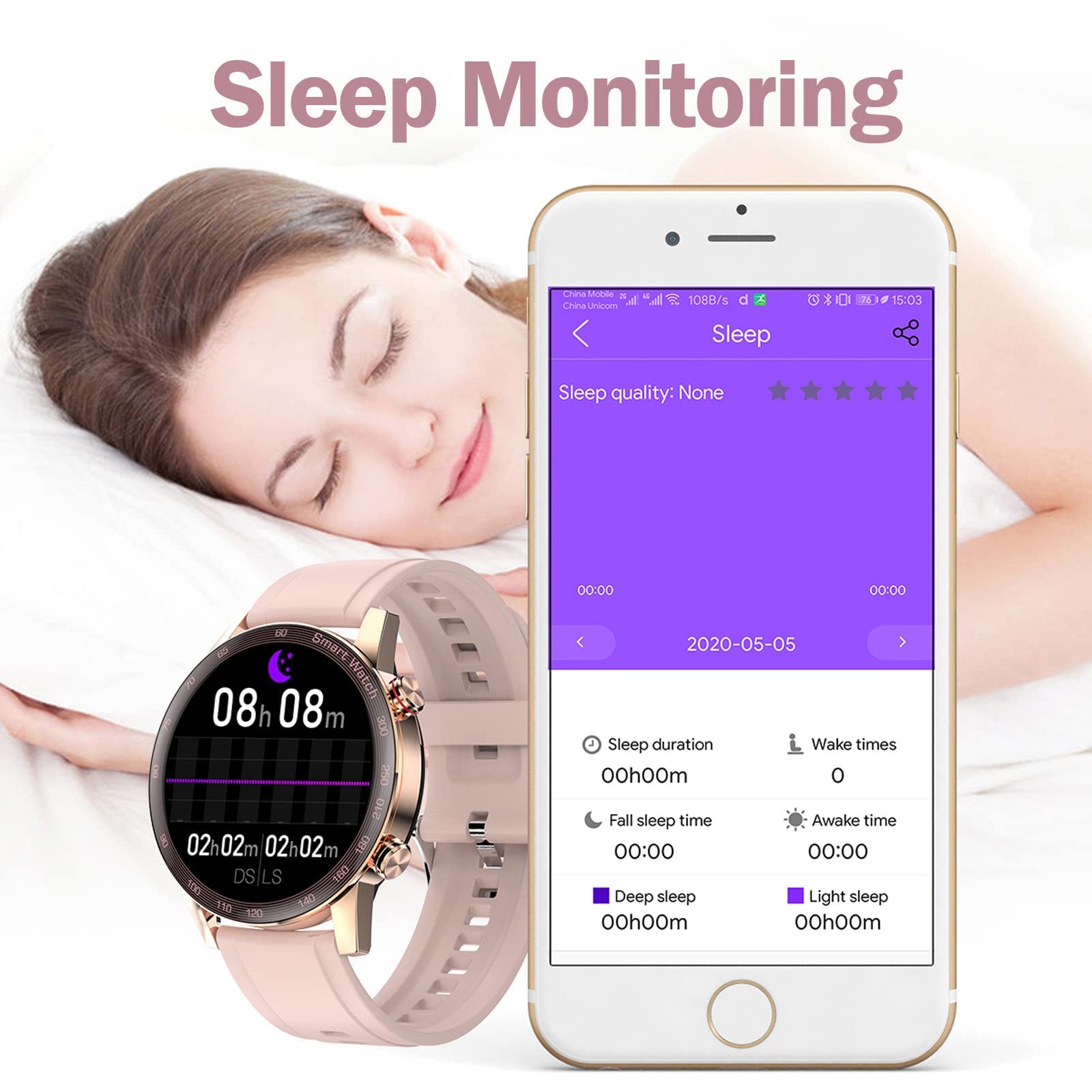 Smart Watch for Android Phones iOS Make/Answer Call Bluetooth Music Pedometer Calorie Counter Message Reminder Smartwatch Waterproof Watches for Women Ladies