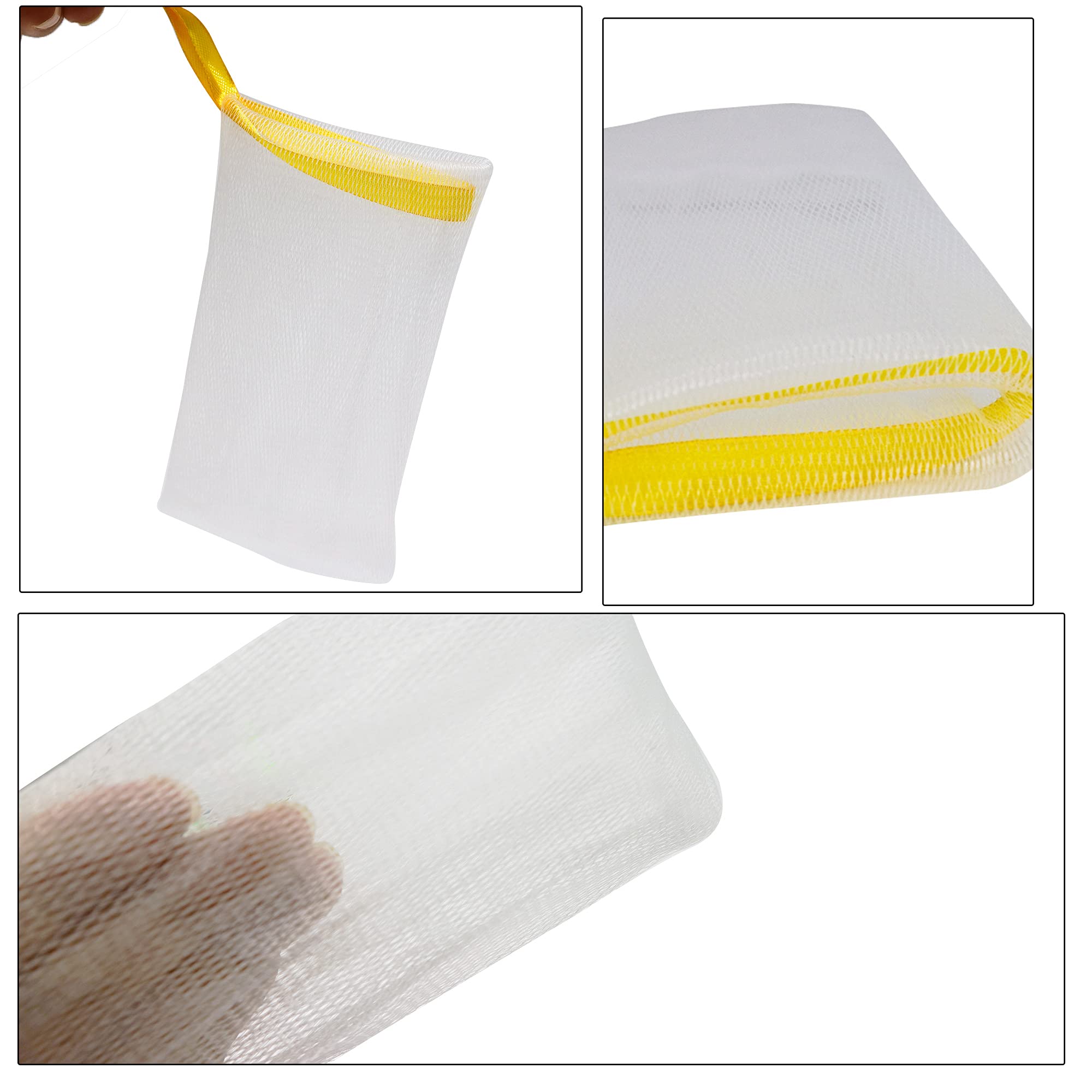Trounistro 60 Pack Exfoliating Mesh Soap Bag Double Layer Thicken Soap Bag Mesh Soap Saver Bags with Drawstring for Bath & Shower Use, 10 Colors