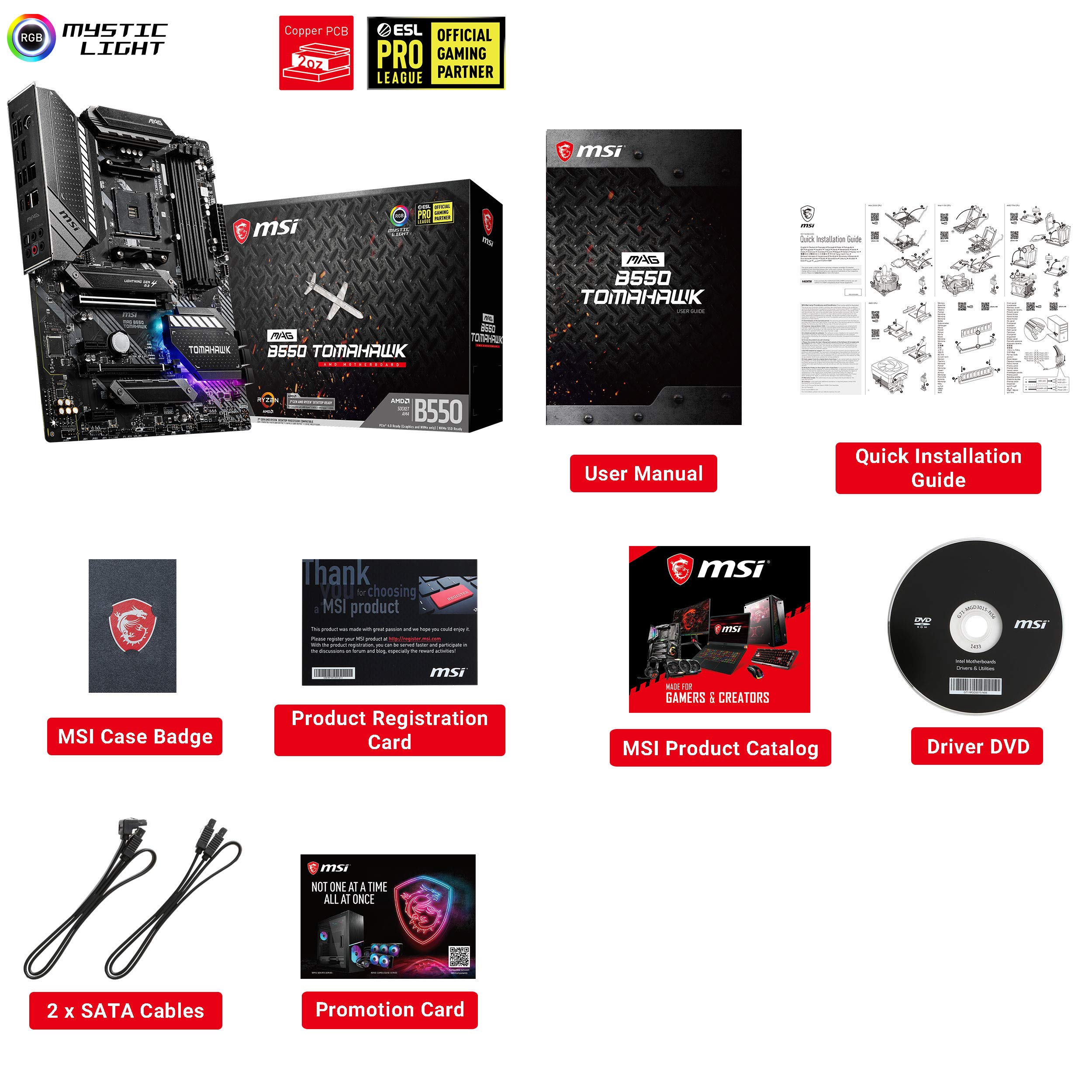 MSI MAG Tomahawk AMD B550 Socket AM4 ATX DDR4-SDRAM Motherboard