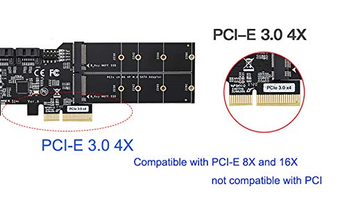 4in1 Dual M.2 NGFF (B Key) SSD+ Dual SATAIII 6G SSD/HDD to PCI Express 4X Converter Adapter with Low Profile Bracket for Desktop PC