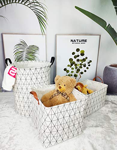 ASKETAM Square Canvas Collapsible Fabric Baby Toy Box Storage Bin Bedroom Decor Closet Kids Laundry Baskets Toy Organizer,Shelf Basket Nursery Storage,Gift Baskets(Geometric Rhombus)