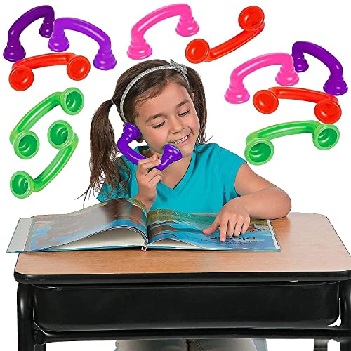 16 Reading Phones [16 Pack] Auditory Feedback Whisper Phone Classroom Manipulative, Speech Therapy Toy Tool - Accelerates Reading Fluency & Pronunciation, Phonic Materials by 4E’s Novelty