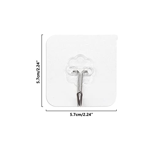 30 Pack Adhesive Hooks for Hanging Heavy Duty Wall Hooks 13 lbs, Waterproof and Rustproof Transparent Reusable Seamless Hooks for Home Kitchen, Bathroom, Office