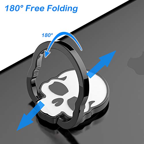 3 Packs Skull Shape Phone Ring Holder in 3 Colors, DaKuan 180° Adjustable Metal Stand Finger Grip Kickstand (Black, White, Red)