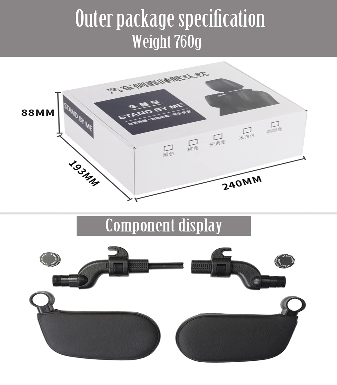 2022 Car Seat Headrest Pillow,car headrest Pillow,car seat Head Support Infant,Premium Seat Head Pillow,Grey Pillow,360 Degree Adjustable,for Children and Adults (-Grey)