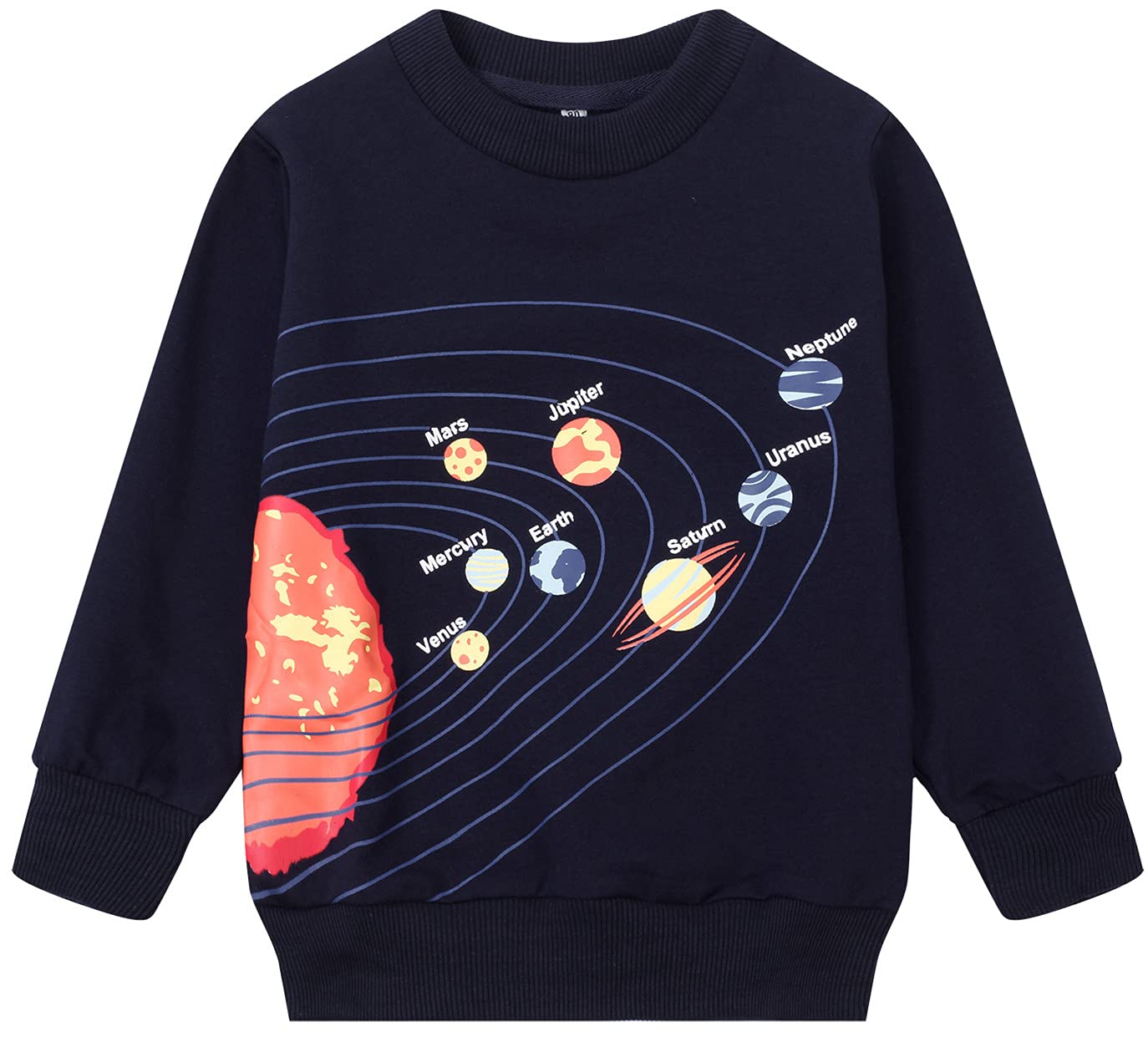 Akyzic Boys Space Galaxy Sweatshirts Cool Planet Fleece Sweater Toddler Pullover Tops Long Sleeve Crewneck Kids Solar System Shirt 6t / 130