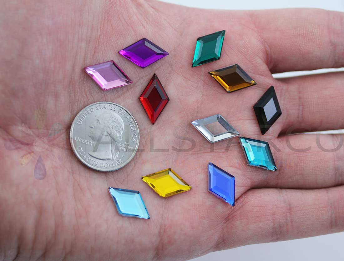11x18mm Flat Back Diamond Acrylic Rhinestones Plastic Gems for Jewelry Making Costume Jewels Cosplay Embelishments - 35 Pieces (Red Ruby H103)