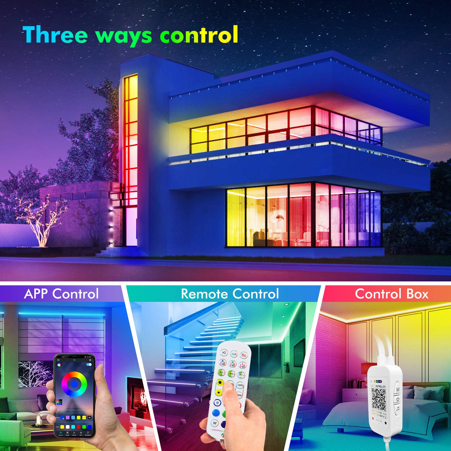 100ft Led Strip Lights, LiviNGPAi Color Changing LED Light Strips with Music Sync, Remote, Built-in Mic, Bluetooth App Control, RGB LED Lights for Bedroom, Party, Kitchen, TV, Home