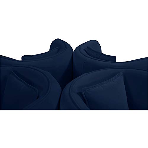 Meridian Furniture 627Navy Circlet Collection Modern | Contemporary Velvet Upholstered Roundabout Sofa with Sturdy Gold Iron Legs, 72" W x 72" D x 29" H, Navy