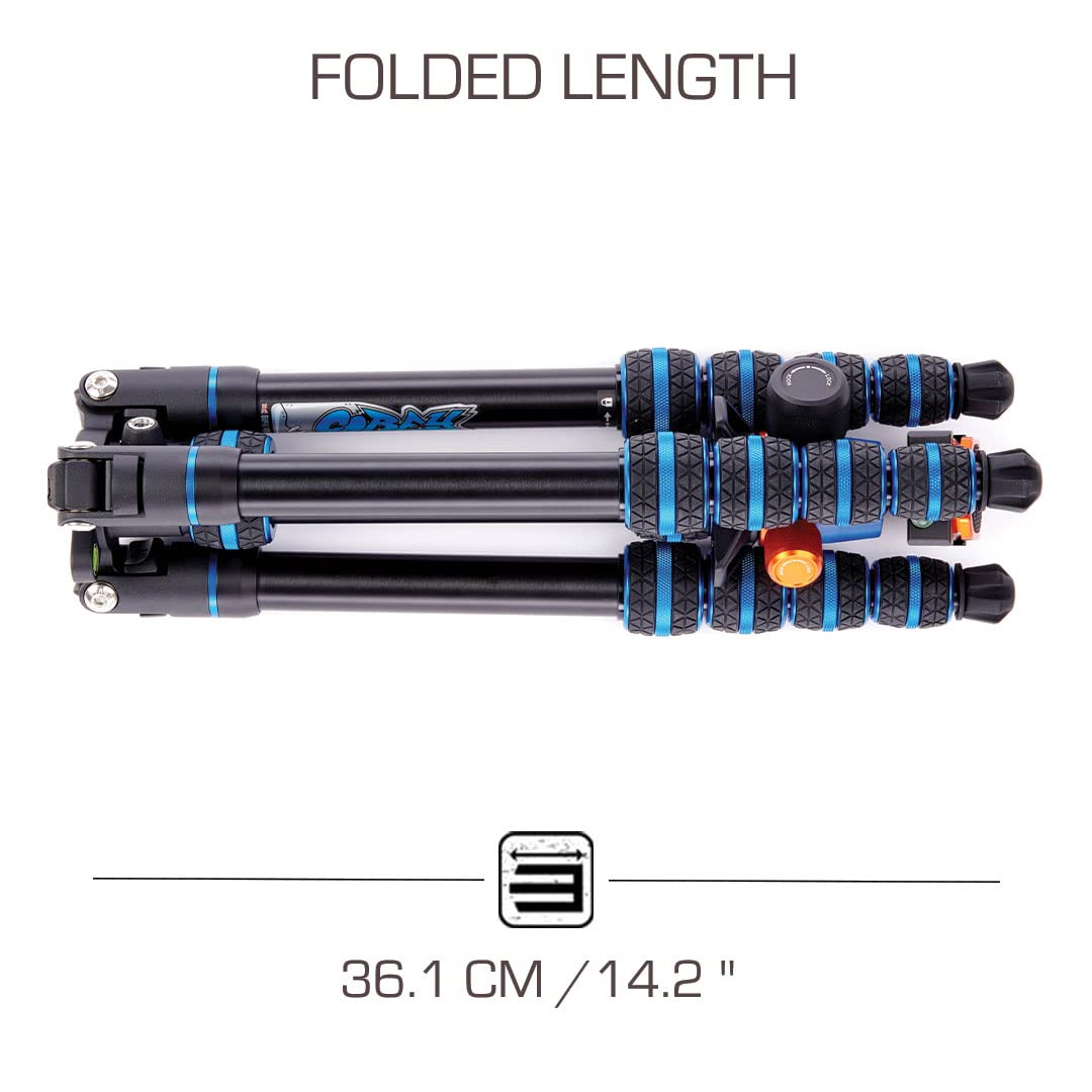 3 Legged Thing Punks Corey 2.0 Magnesium Alloy Ultra-Compact Travel Tripod - Adjustable, Multi-use Camera Tripod with Three Detachable Legs - Blue/Black (COREYBLUE2.0)