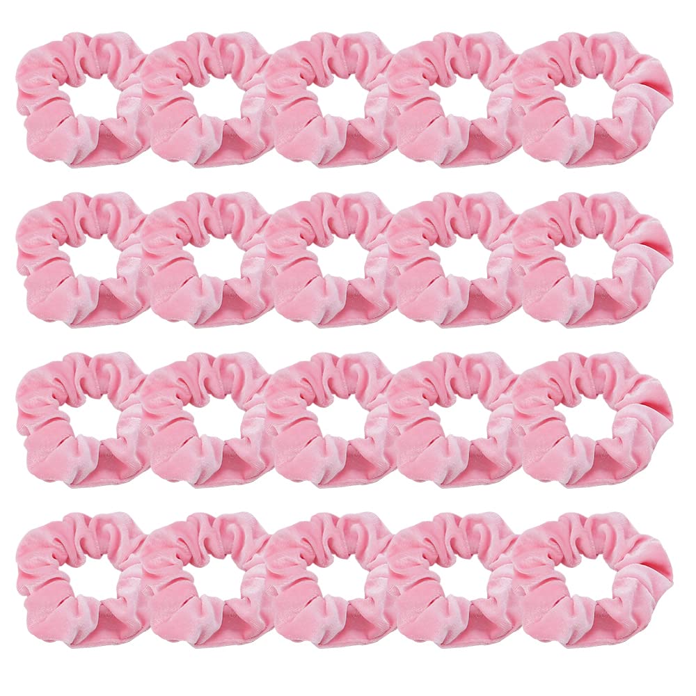 Didder 20 Pcs Pink Velvet Scrunchies, Soft Hair Ties for Women Girls Elastic Bobbles Ropes Scrunchie, Cute Hair Accessories for Daily Use