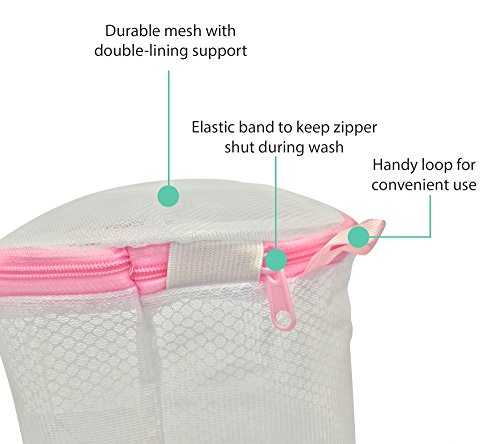 3-Pack of Premium Bra Wash Bags for Delicates - Double-Wall Protection Laundry Bags are Best for Protecting Delicates, Lingerie, and Socks
