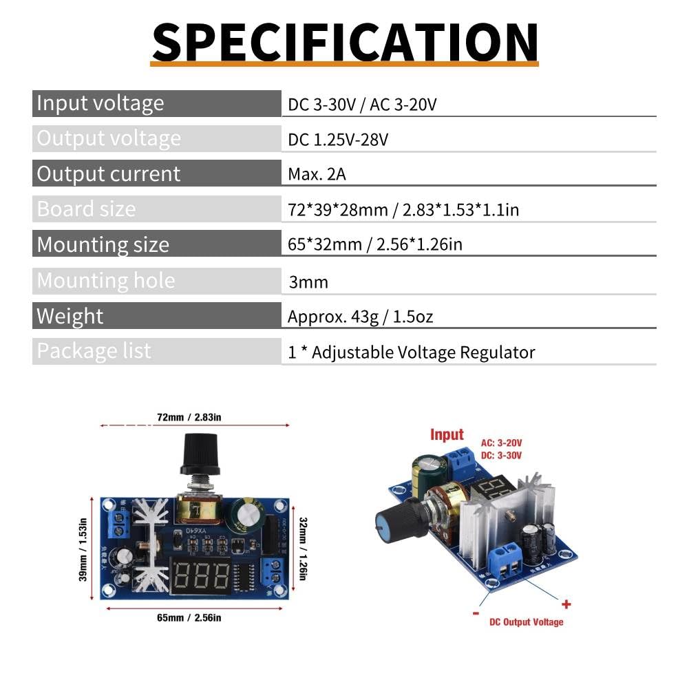Adjustable Voltage Regulator,LM317 Adjustable Voltage Regulator Power Supplement Board Digital Voltage Display
