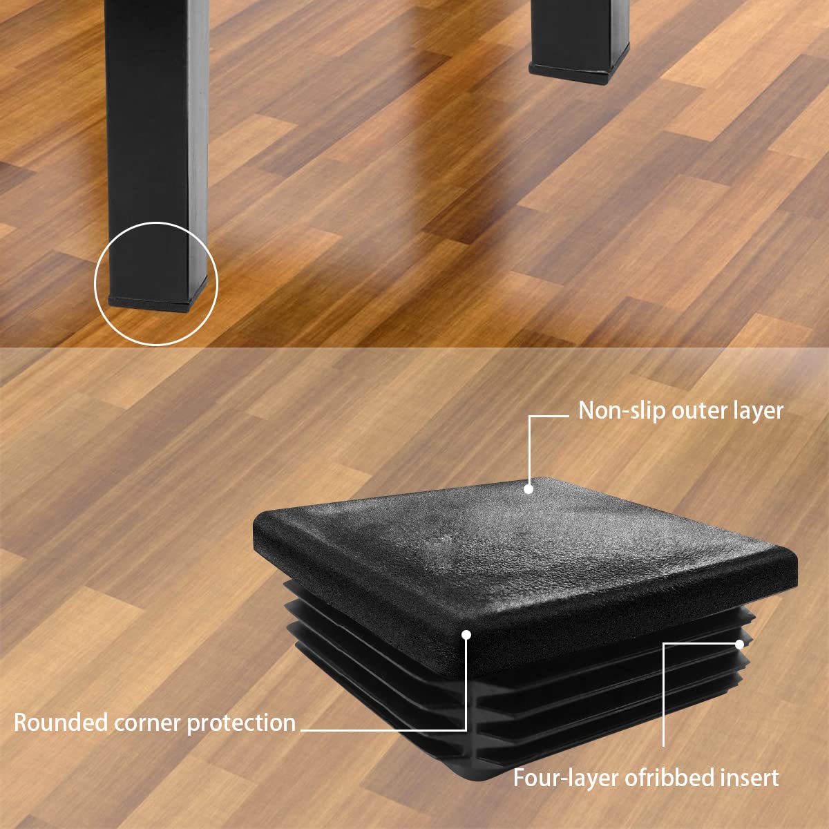 2 Inch Square Tubing Plastic Plugs End Cap Fence Post Pipe Cover Tube Chair Glide Insert Finishing Plug 10 Pieces