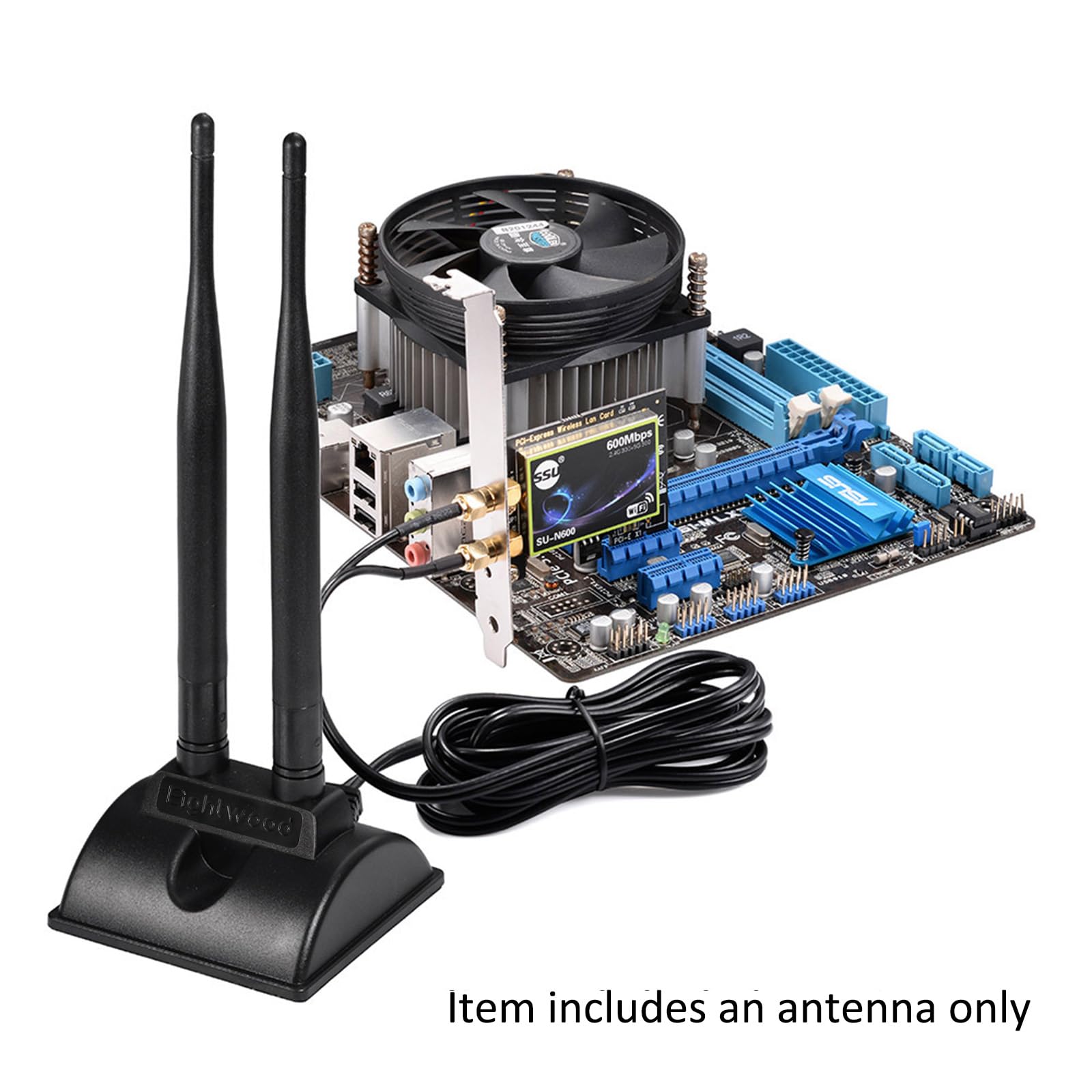Eightwood WiFi Antenna with RP-SMA Male Connector, 2.4GHz 5GHz Dual Band Antenna Magnetic Base for PCI-E WiFi Network Card USB Adapter Wireless Router