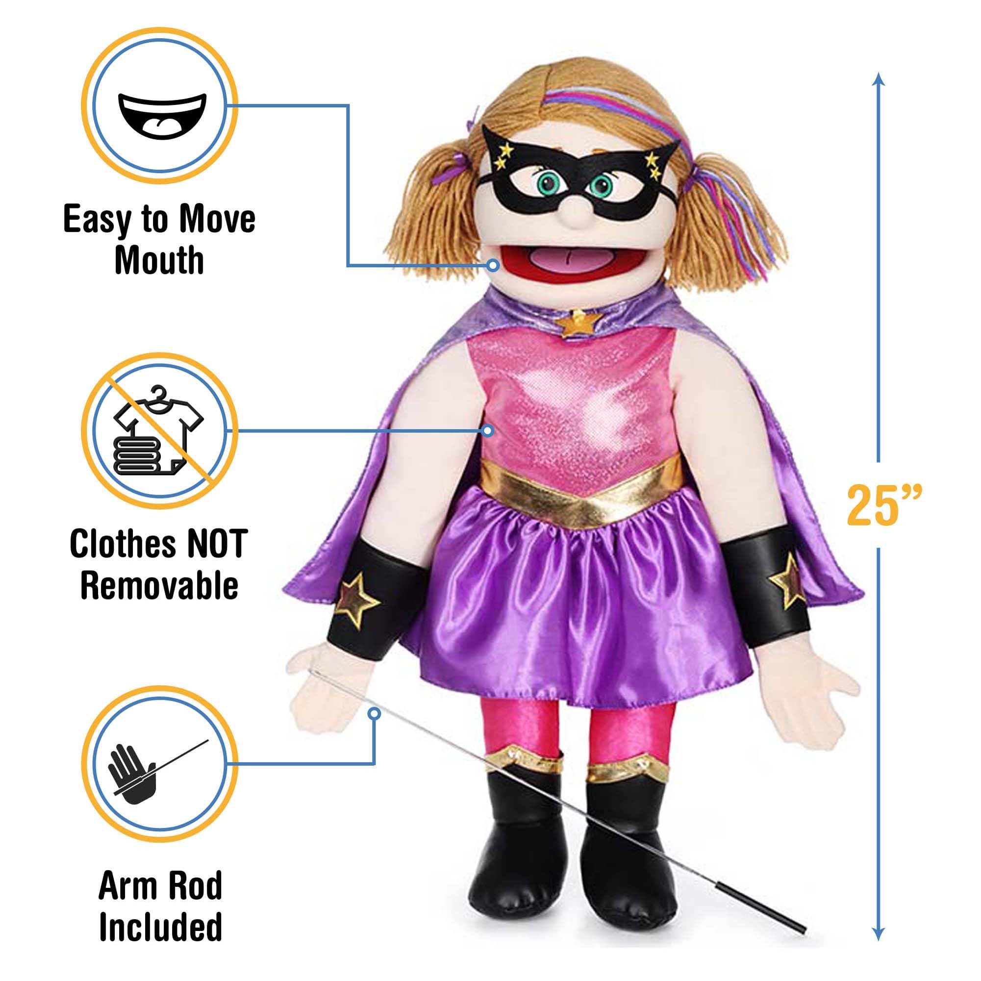 25" Superhero, Peach Girl, Full Body, Ventriloquist Style Puppet