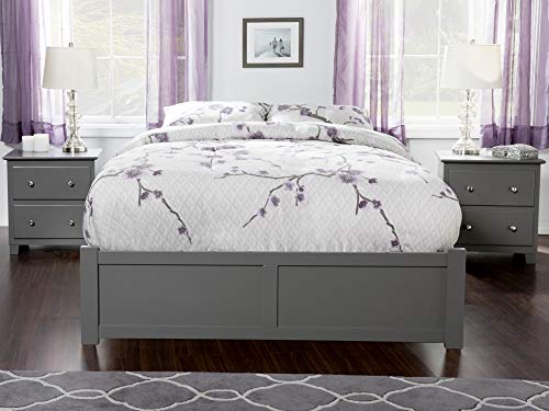 AFI Concord Queen Platform Bed with Footboard and Twin Extra Long Trundle in Grey