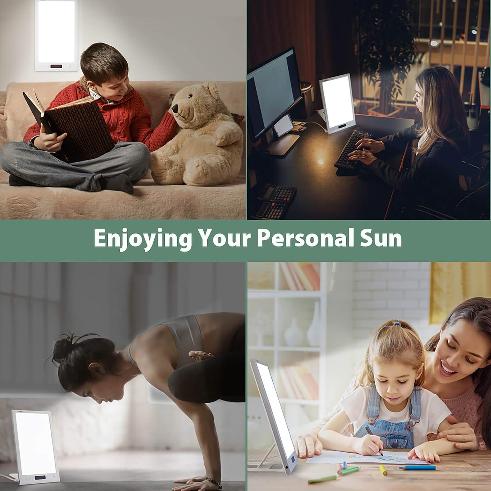 Light Therapy Lamp UV-Free 12000 Lux with Sunrise Sunset Simulation, Wake-up Light with 40 Level Adjustable Brightness, 5 Timer Function, Full Spectrum LED Sunlight for Home Office