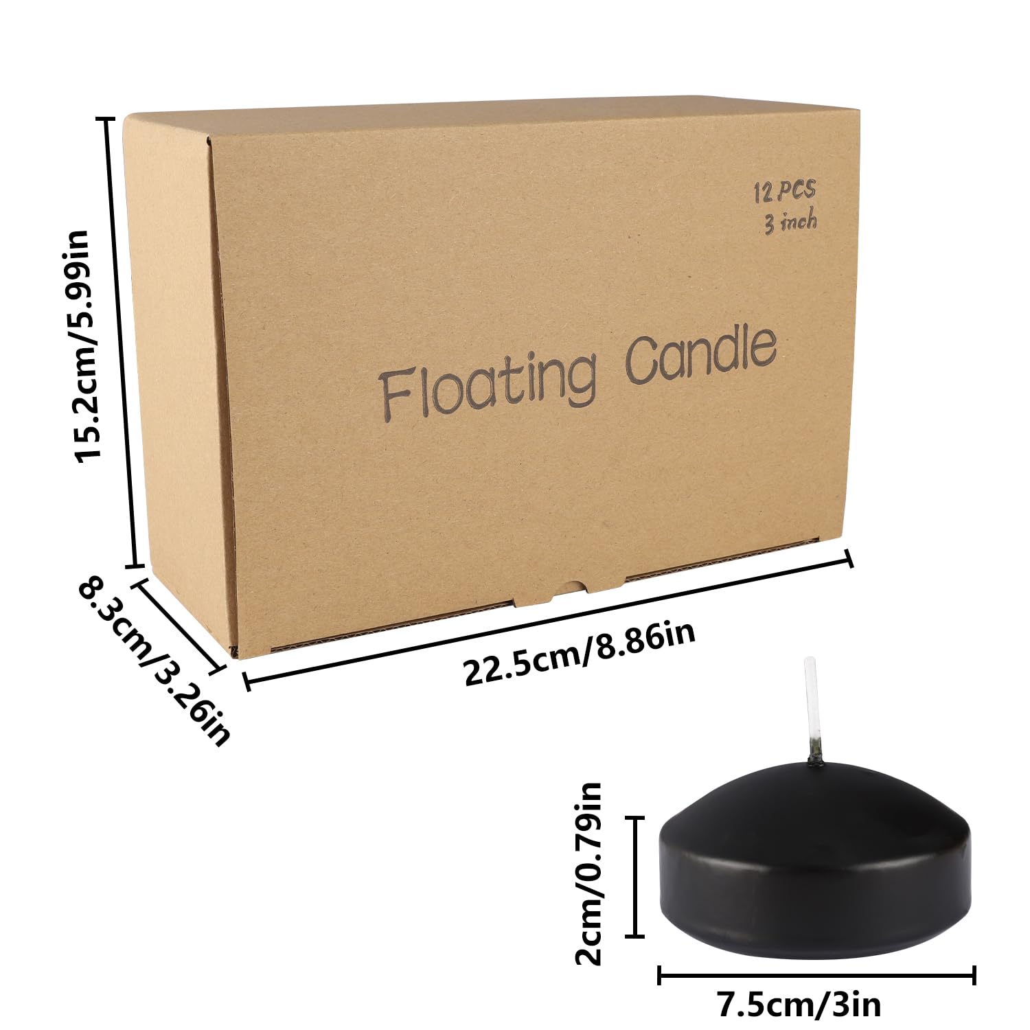 12 Bulk White Floating Candles-2 inch Unscented Tealights -for Romantic Weddings Decorations Pool Centerpieces Parties