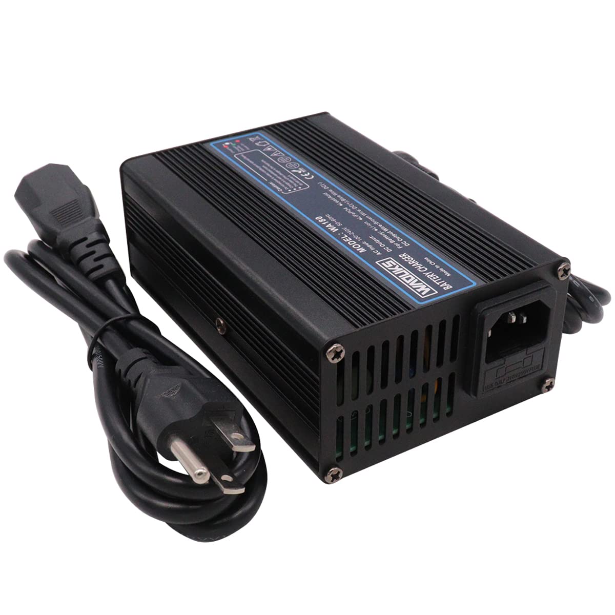 58.4V 3A Charger 58.4V LiFePO4 Battery Charger Output XLR Connector Used for 16S 48V 51.2V LiFePO4 Battery Pack with Cooling Fan Aluminum Case