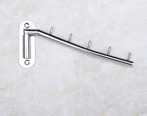 2 Set of NUZAMAS Wall Mounted 304 Stainless Steel Swing Arm Holders, Clothes Coat Hanger, 5 Hooks Coat Rack Closet, Storage Organizer Mirror Finished with Installation Kits